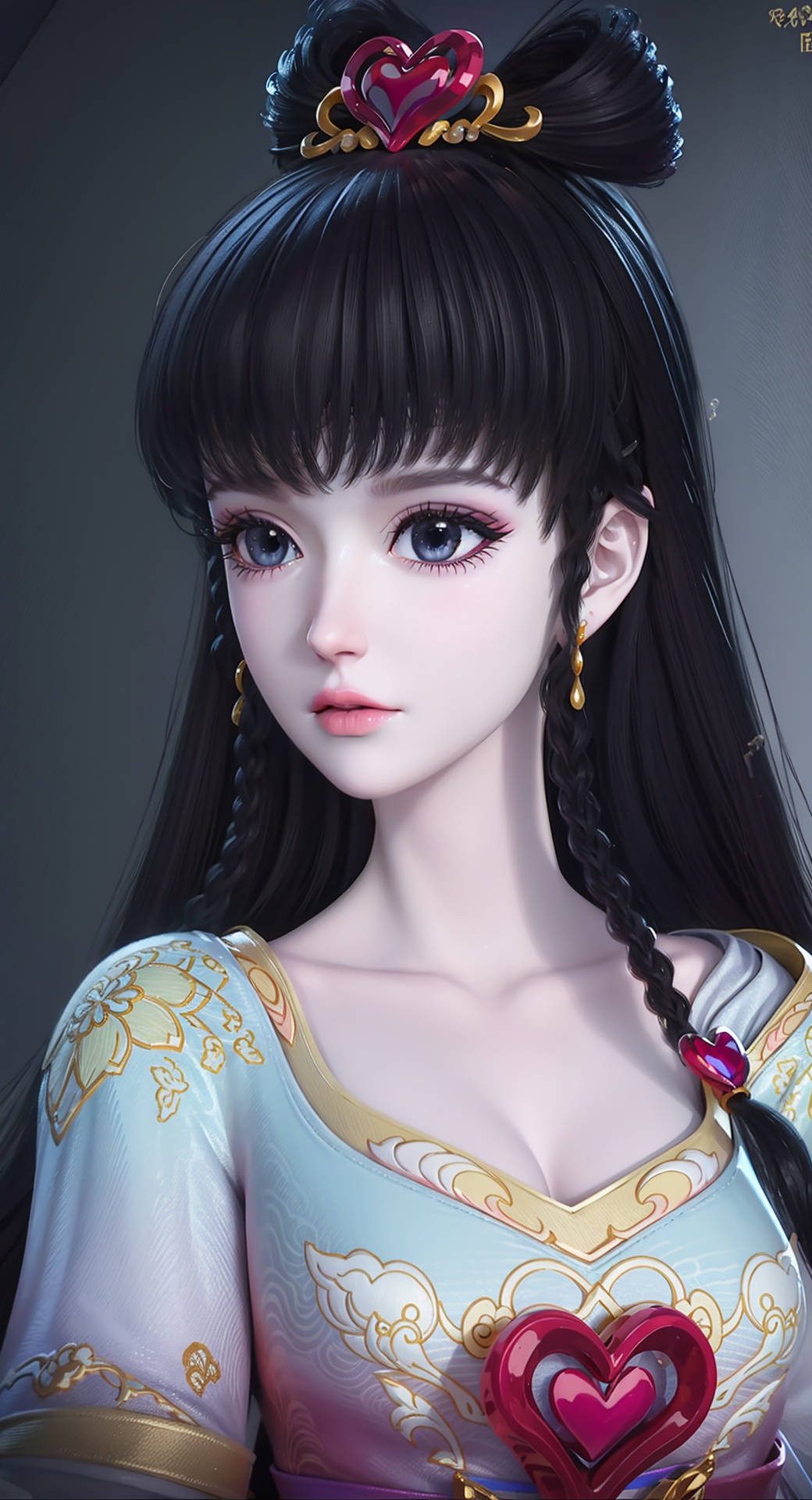 Anime Girl Looking Up Front View